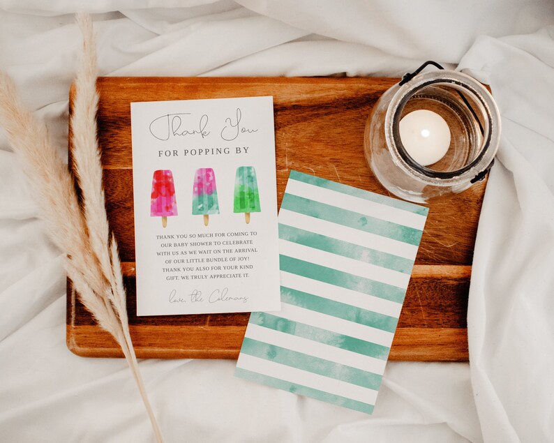 Printable Popsicle Theme Baby Shower Thank You Card | Summer | Ice Pop ...