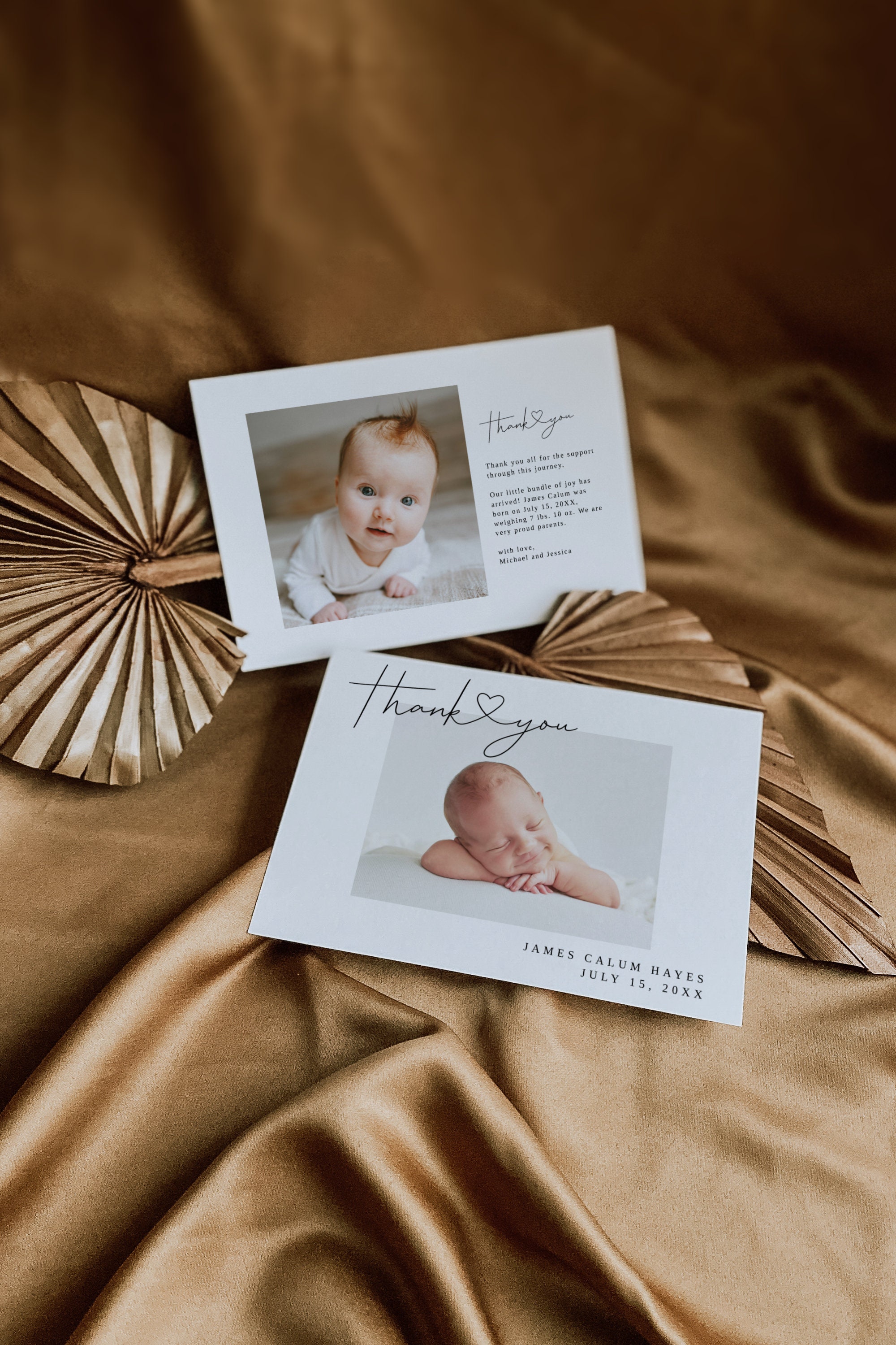 Thank You Birth Announcement Card Modern Printable - Etsy