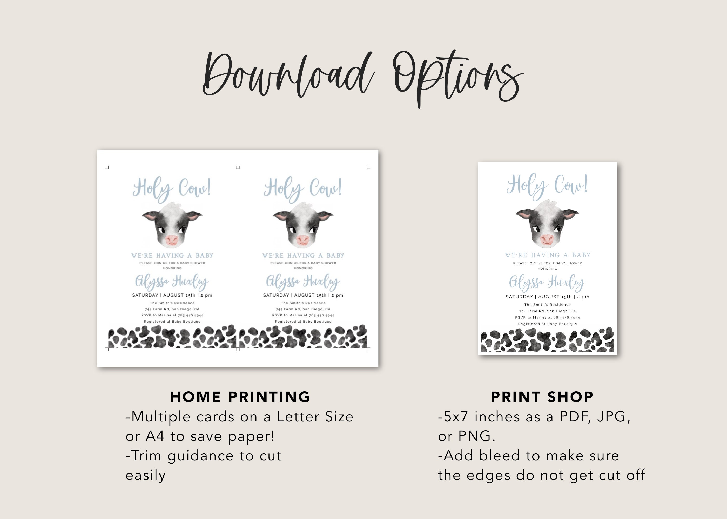 Cow Baby Shower Invitation Holy Cow Invite Boy Baby Shower | Etsy