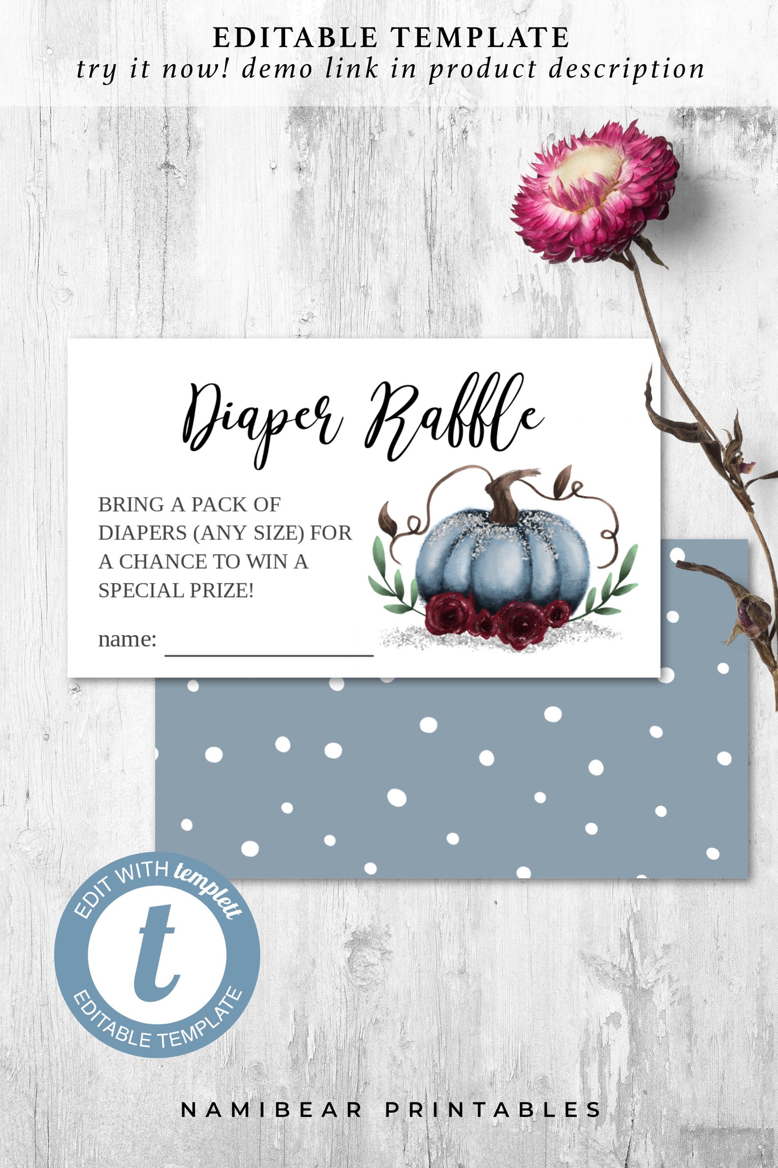 Printable Little Pumpkin Baby Shower Diaper Raffle Ticket - Etsy