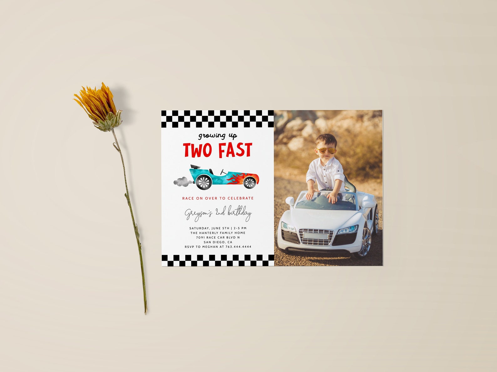 TWO FAST Birthday Party Invitation Editable Boy's 2nd - Etsy