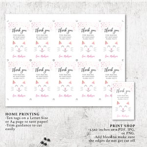 Printable Kitty Cat Theme Birthday Party Favor Tag | Instant Download ...