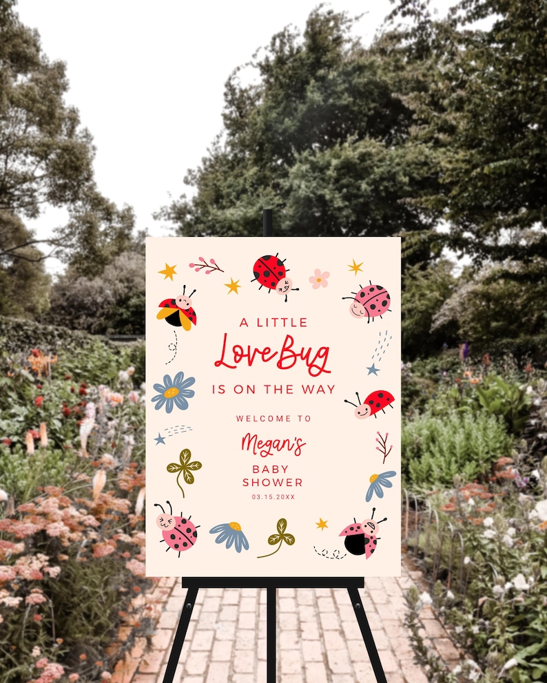 Lovebug Welcome Sign | Ladybug Baby Shower | Insect | Party Decor ...