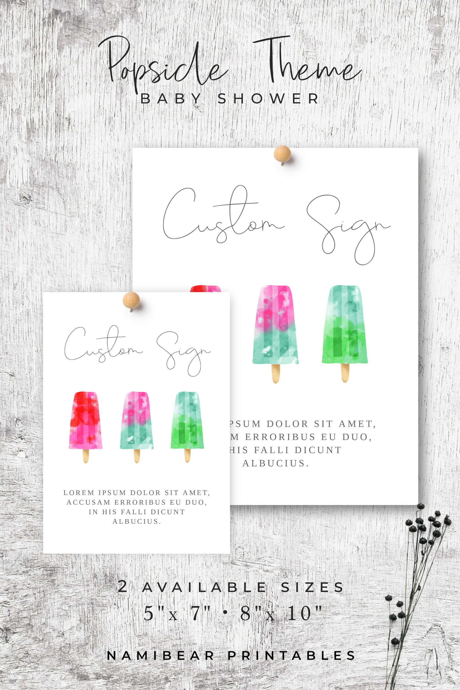 Printable Popsicle Theme Baby Shower Custom Sign | Instant Download ...