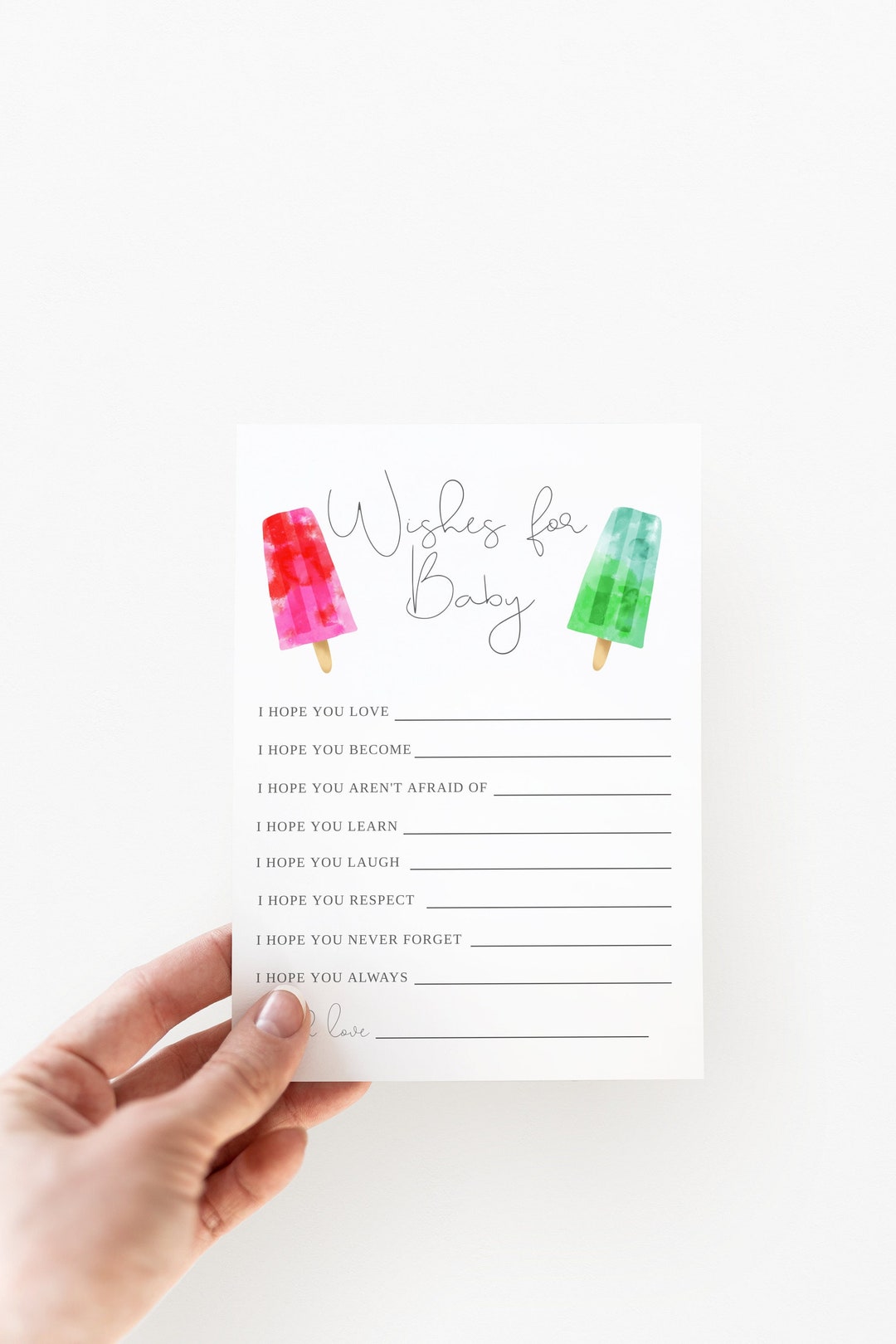 Instant Download Popsicle Theme Wishes for Baby | Gender Neutral Baby ...