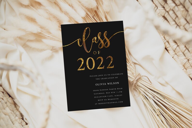 Graduation Party Invitation Class of 2022 Invite Black and | Etsy