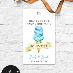 Printable Ice Cream Theme Boy Birthday Party Favor Tag | Instant ...