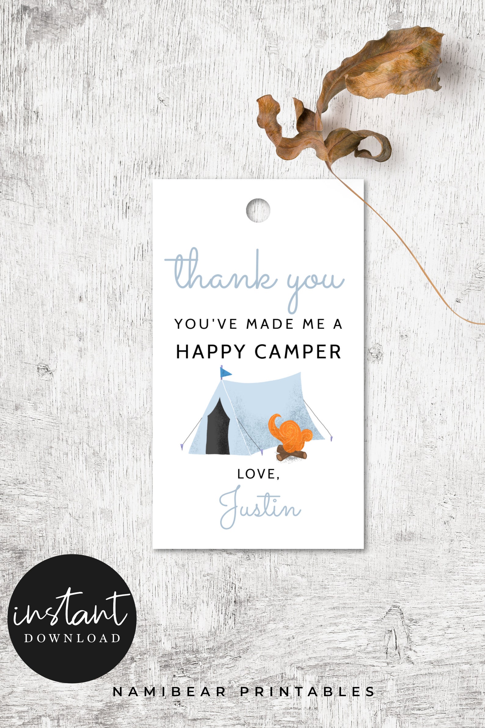 Printable Camping Theme Birthday Party Favor Tag | Instant Download ...