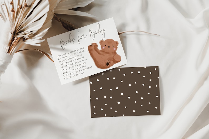 Printable Cub Bear Theme Baby Shower Book Request, Instant Download ...
