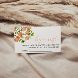 Printable Peach Theme Baby Shower Diaper Raffle Ticket | Instant ...