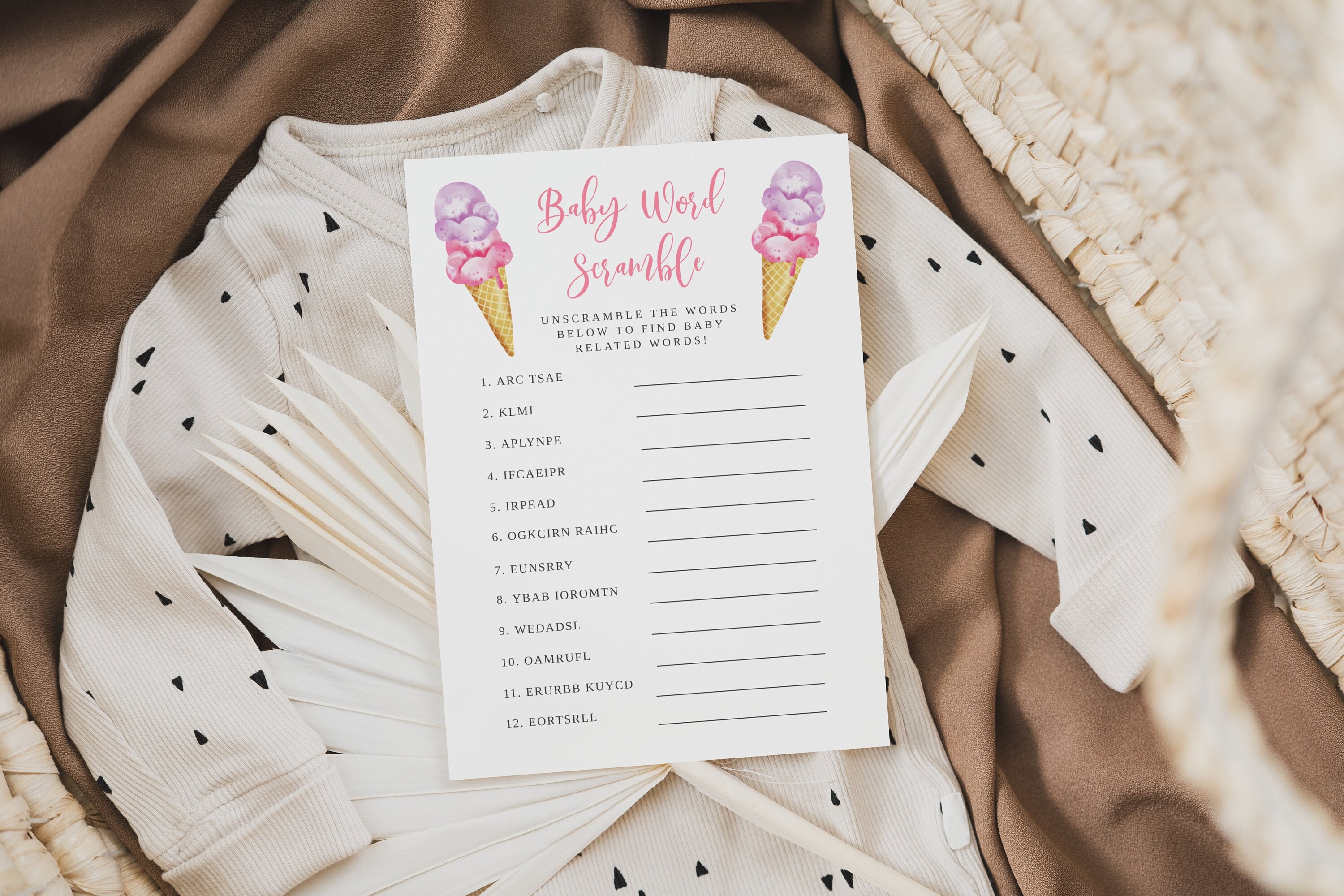 Pink Ice Cream Baby Word Scramble Girl Baby Shower Game - Etsy