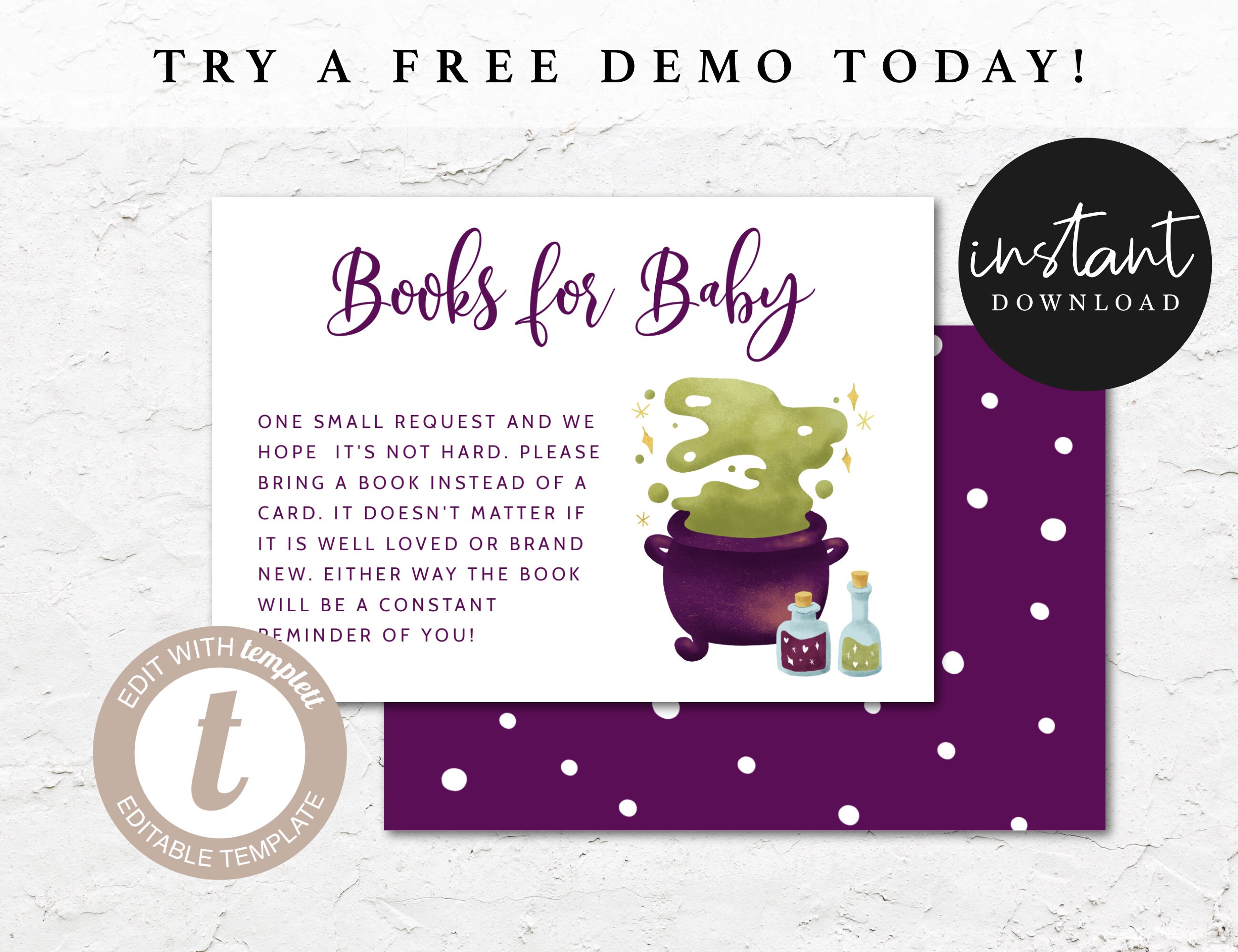 Printable Halloween Witch Baby Shower Book Request Instant | Etsy