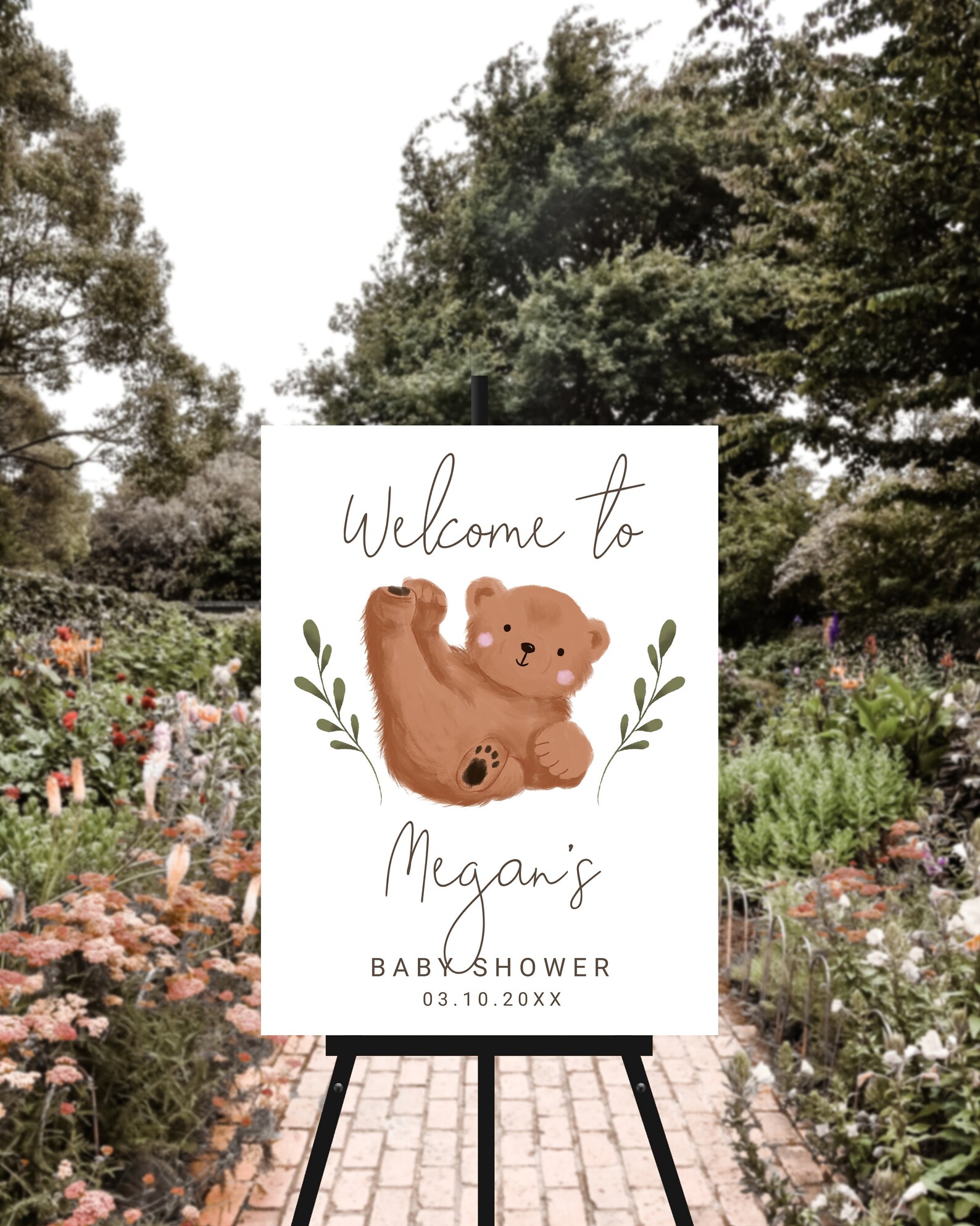 Cub Bear Baby Shower Welcome Sign, Instant Download Template, Editable ...