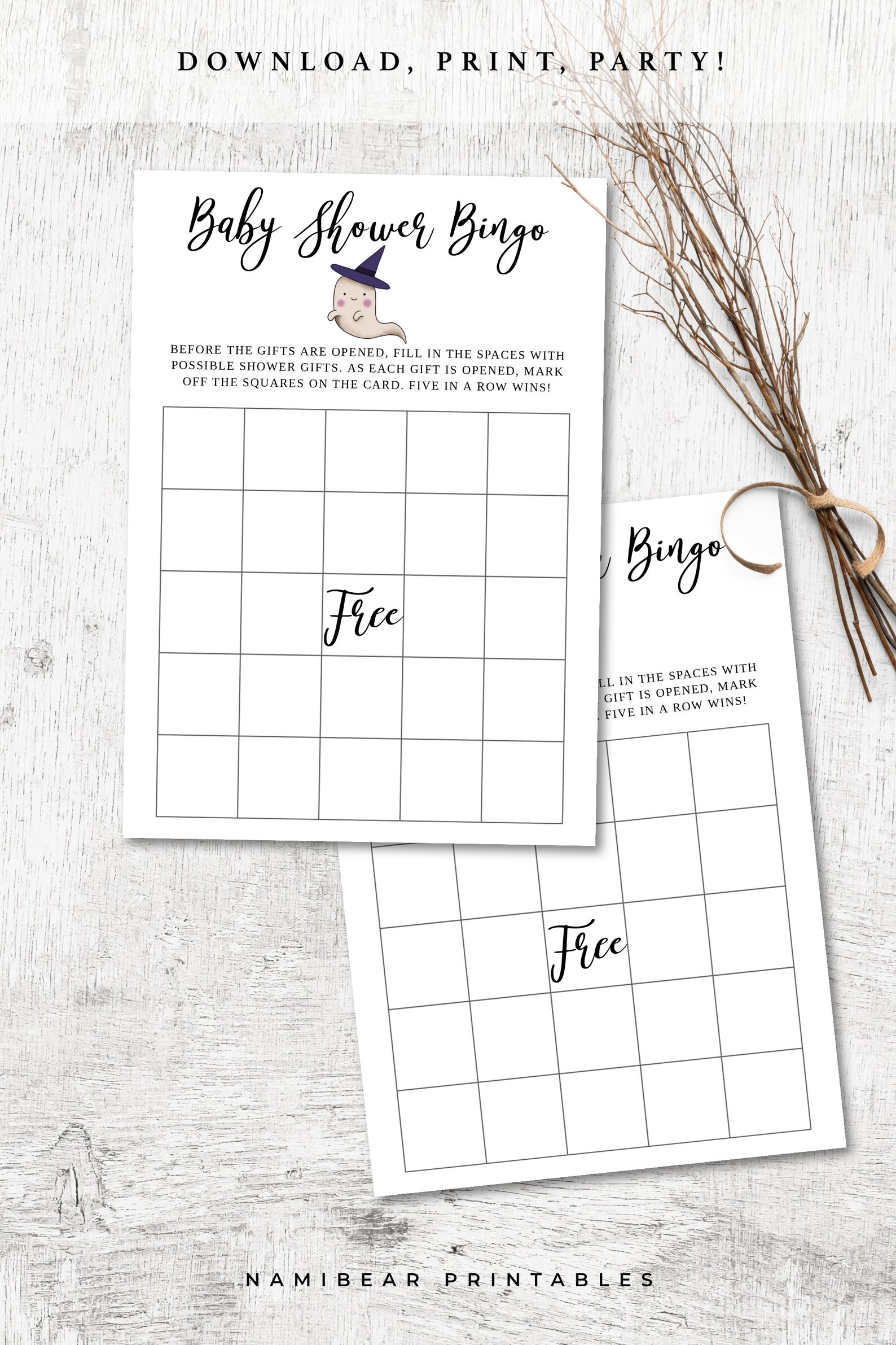 Halloween Baby Shower Game | Baby Shower Bingo | Little Boo | Girl ...
