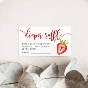 Strawberry Diaper Raffle Ticket | Girl Baby Shower | Berry Sweet ...