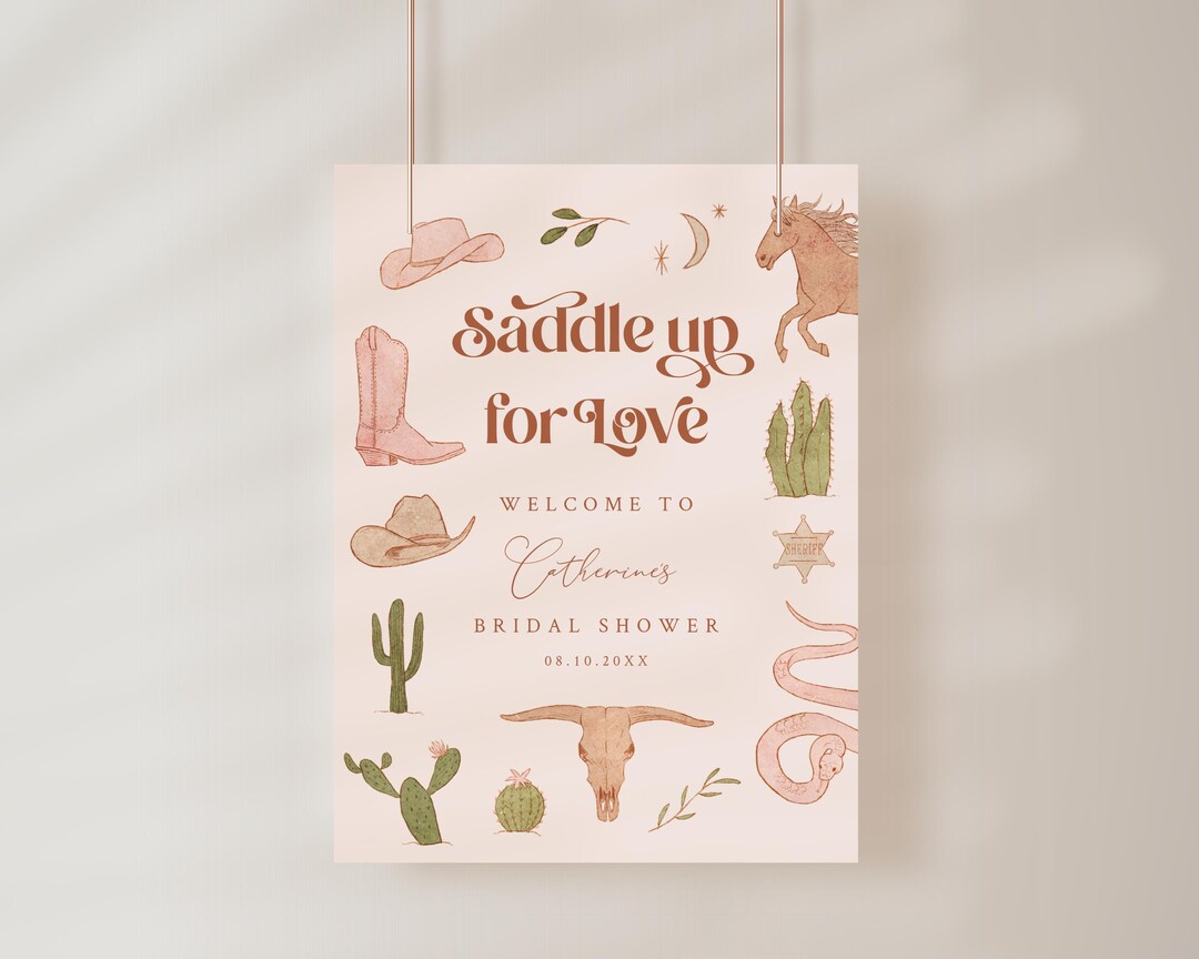Western Cowgirl Welcome Sign | Bridal Shower | Saddle up for Love ...