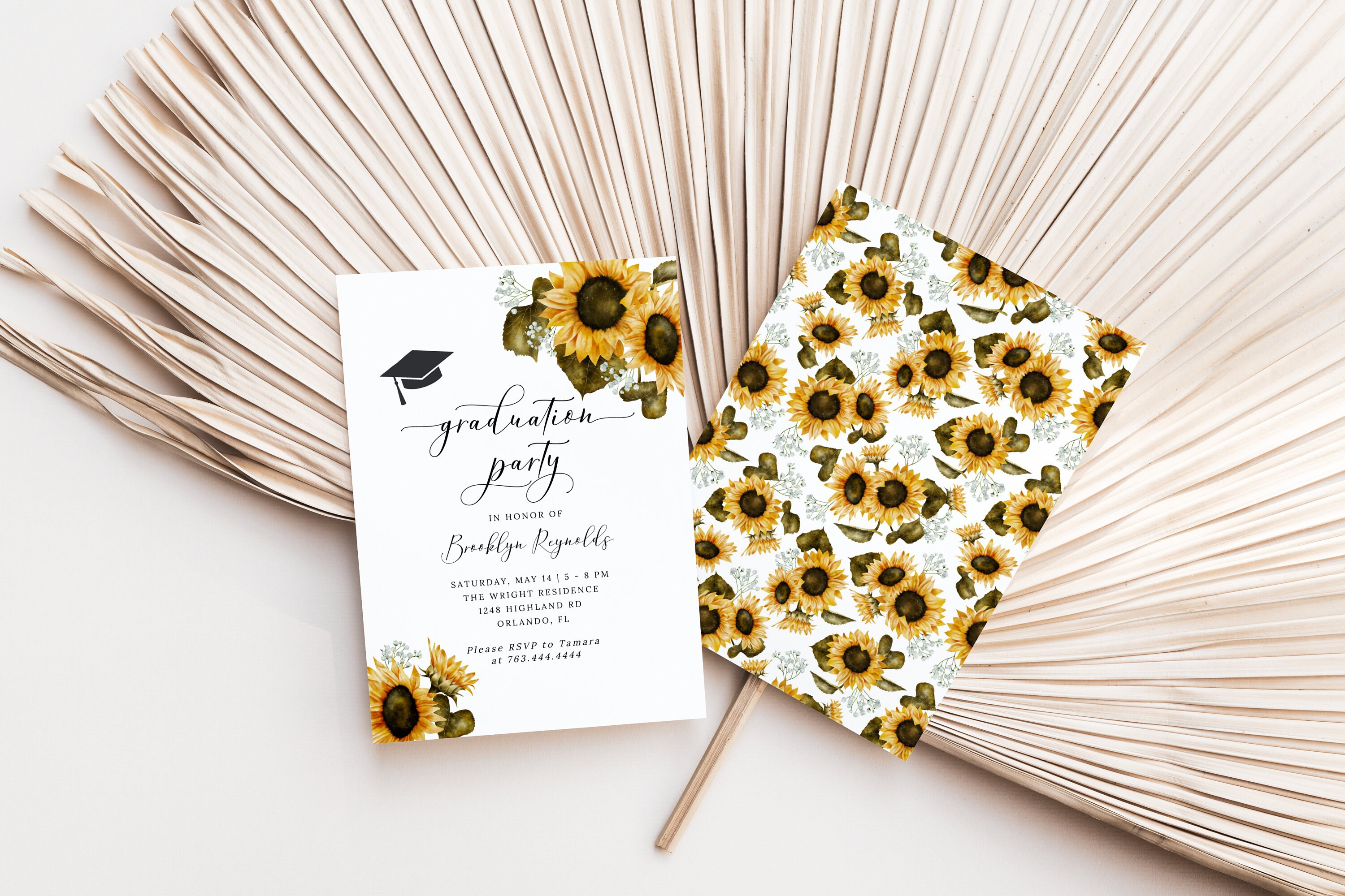 Graduation Party Invitation Floral Invite Sunflowers - Etsy