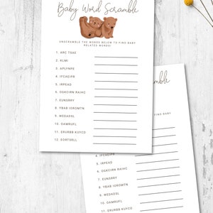 Twins Bear Shower Baby Word Scramble Instant Download | Etsy