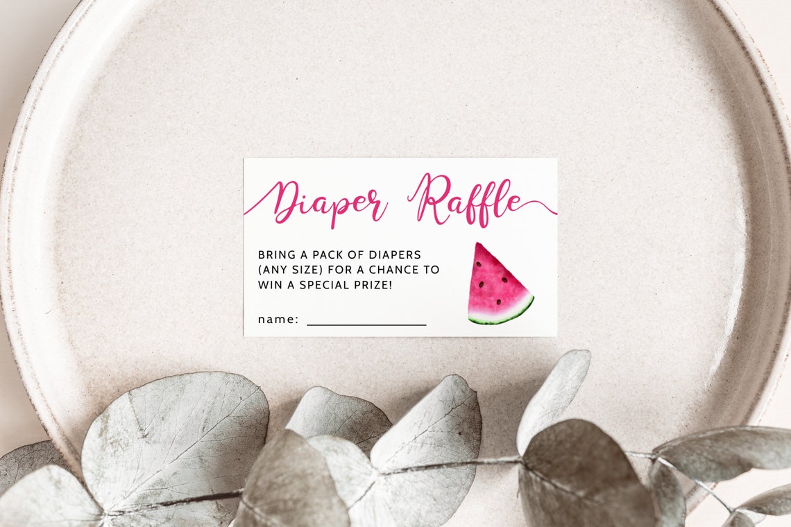 Printable Watermelon Theme Baby Shower Diaper Raffle Ticket | Instant ...