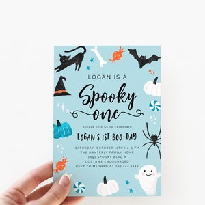 Halloween Birthday Invitation Spooky One Invite Halloween Party Boy 1st ...