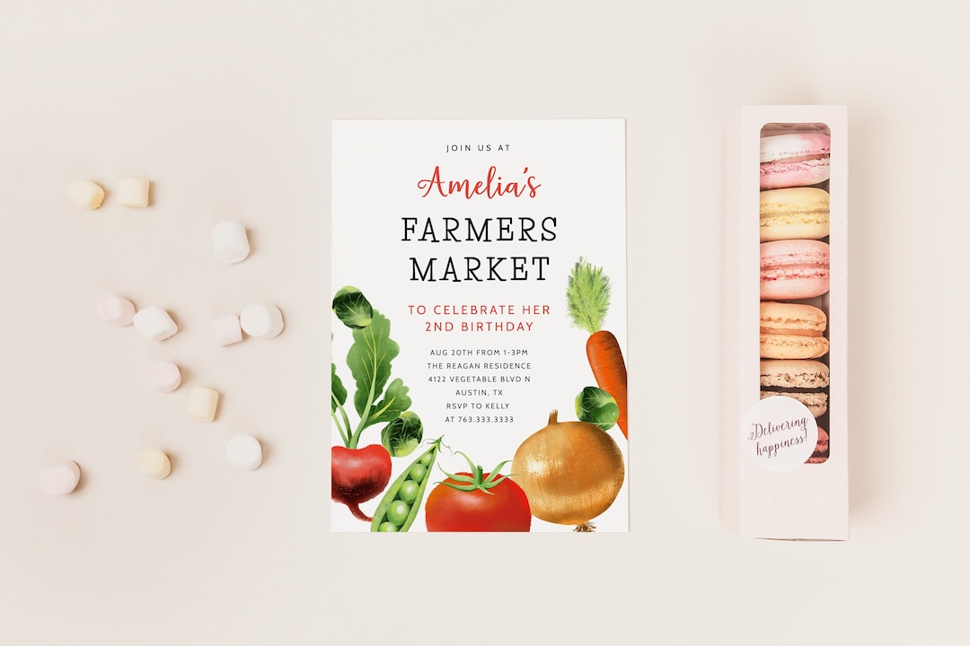 Farmers Market Birthday Invitation | Farmer's Market Party Invite ...