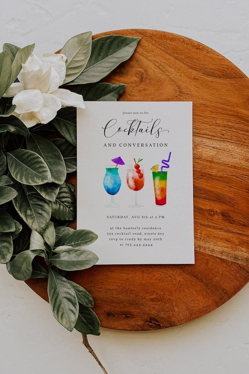 Cocktails and Conversation Invitation Cocktail Party Invite - Etsy