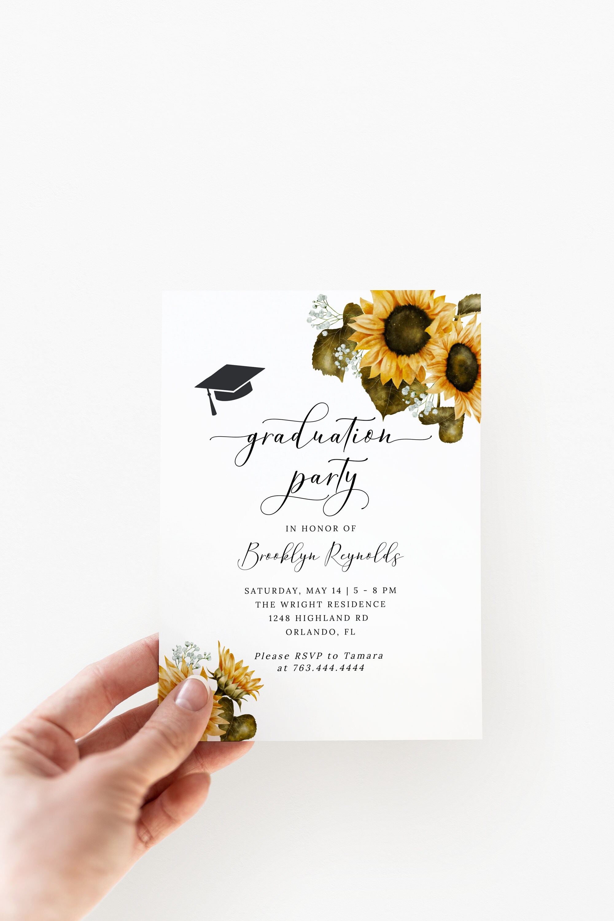Graduation Party Invitation Floral Invite Sunflowers - Etsy