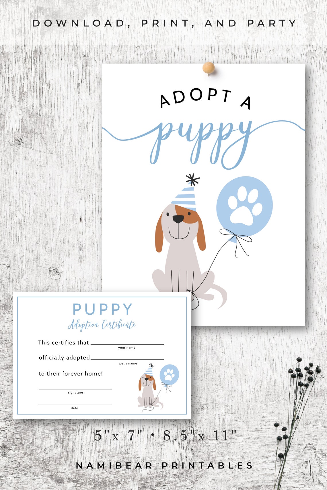 Adoption Center Sign & Certificate Puppy Adoption Party - Etsy