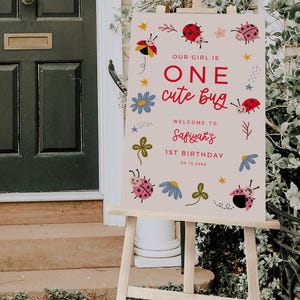 One Cute Bug Welcome Sign | Ladybug Birthday Party | 1st Birthday ...