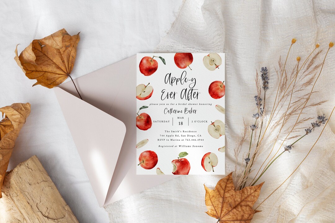 Apple Bridal Shower Invitation | Apple-y Ever After Invite | Wedding ...