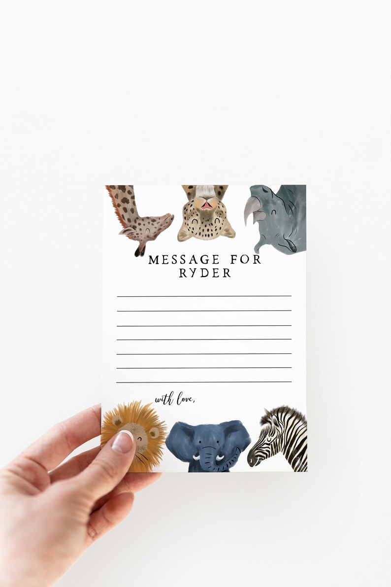 Safari Time Capsule & Note Card Template | Boy Birthday Party | Safari ...