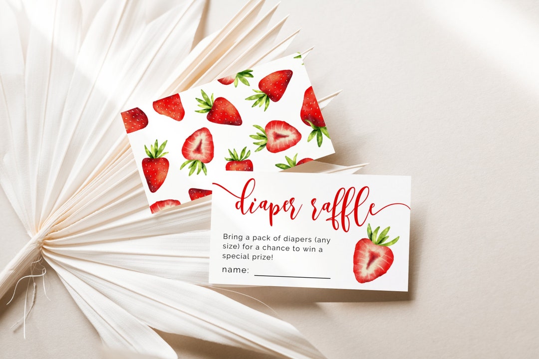Strawberry Diaper Raffle Ticket | Girl Baby Shower | Berry Sweet ...