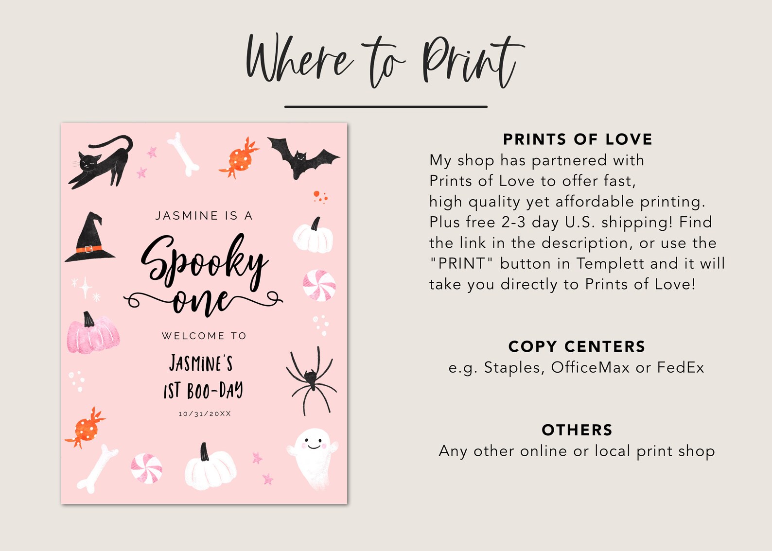 Spooky One Welcome Sign Halloween Birthday Party Girl 1st - Etsy