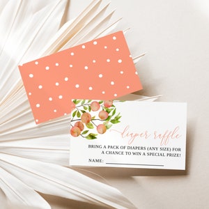 Printable Peach Theme Baby Shower Diaper Raffle Ticket | Instant ...