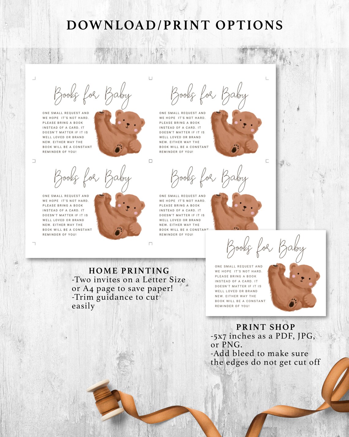 Printable Cub Bear Theme Baby Shower Book Request, Instant Download ...