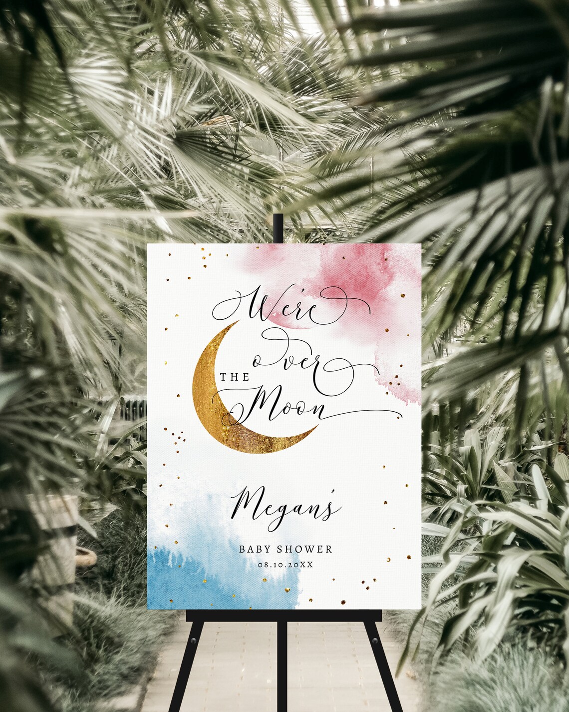 Over the Moon Welcome Sign Twins Baby Shower Pink and Blue - Etsy