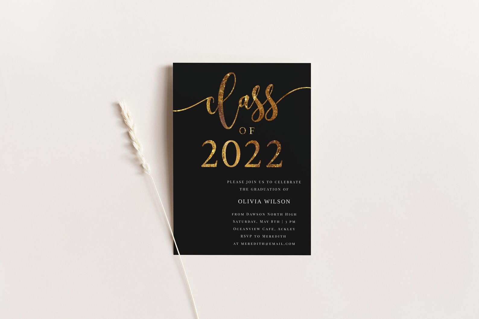 Graduation Party Invitation Class of 2022 Invite Black and | Etsy