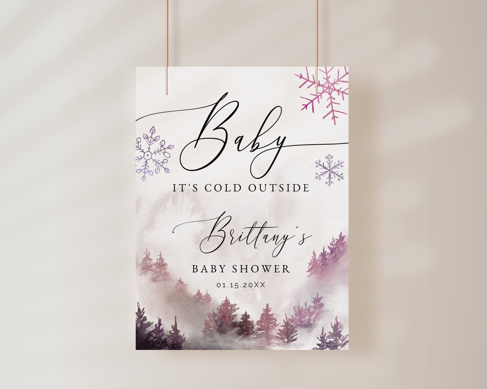 Baby It's Cold Outside Shower Welcome Sign | Instant Download | Pink ...
