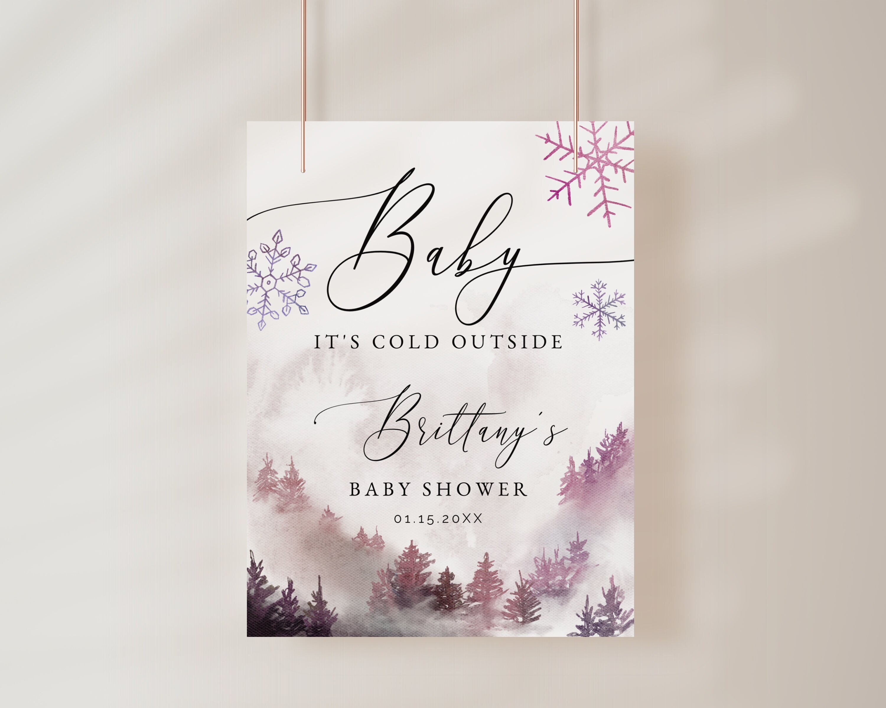 Baby It's Cold Outside Shower Welcome Sign | Instant Download | Pink ...