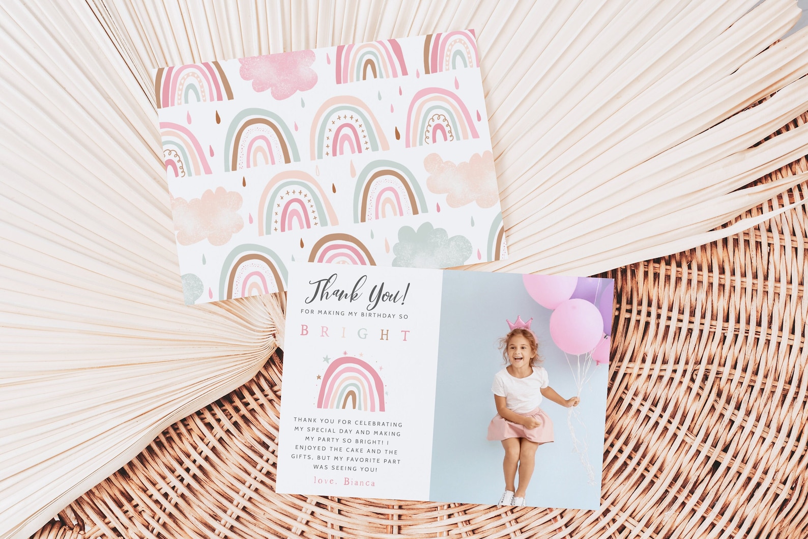 Printable Rainbow Theme Kids Birthday Party Thank You Photo | Etsy