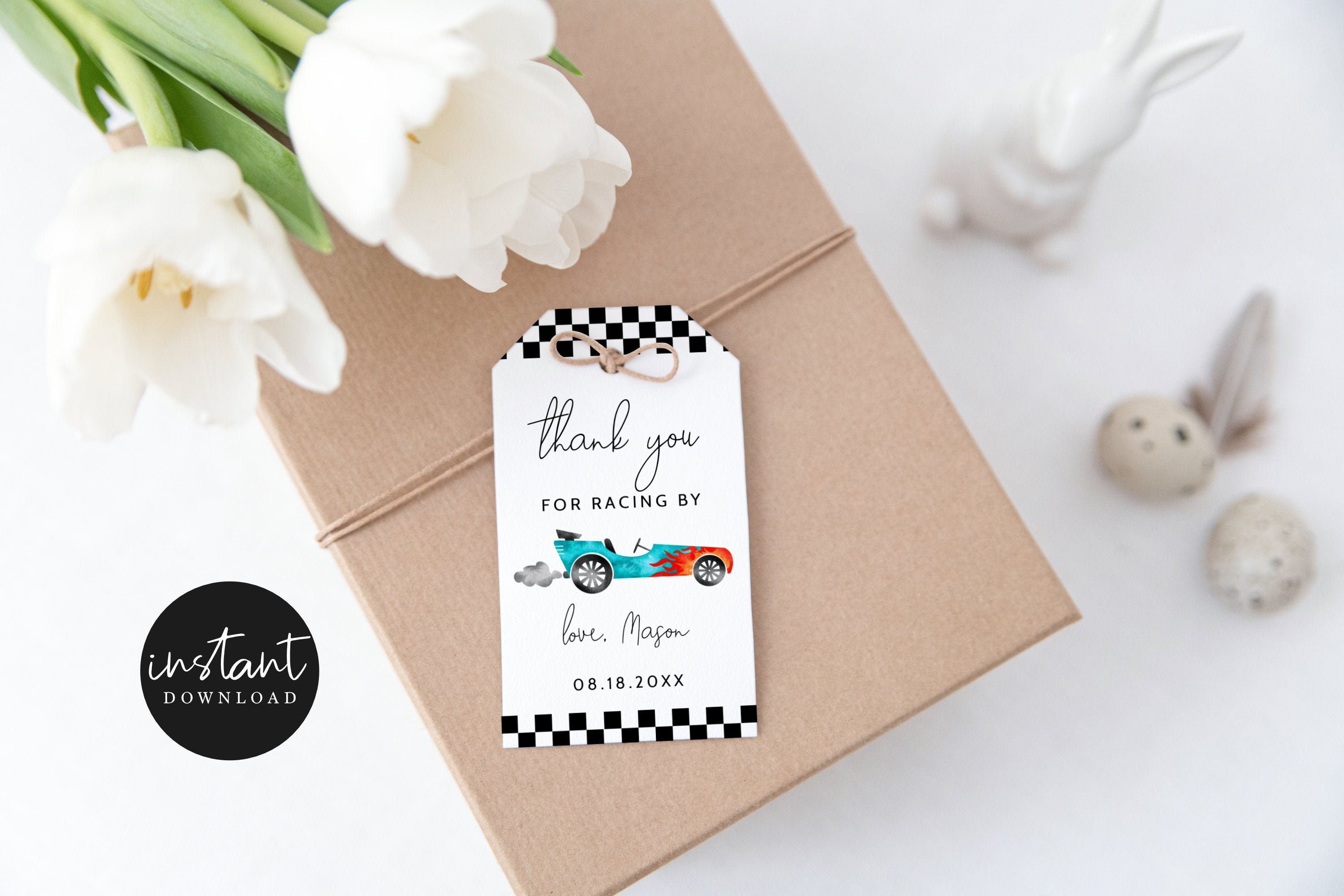 Printable Race Car Theme Birthday Party Favor Tag Instant - Etsy