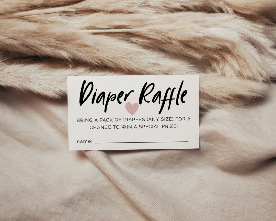Printable Diaper Raffle Ticket | Instant Download | Pink Heart | Modern ...