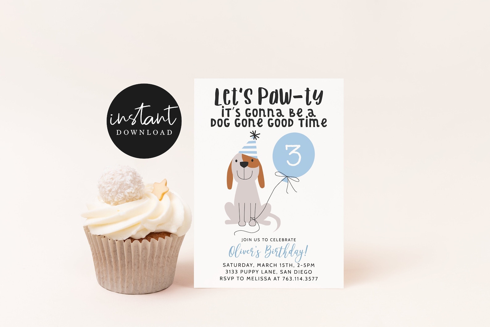 Printable Puppy Dog Theme Birthday Party Editable Blue - Etsy