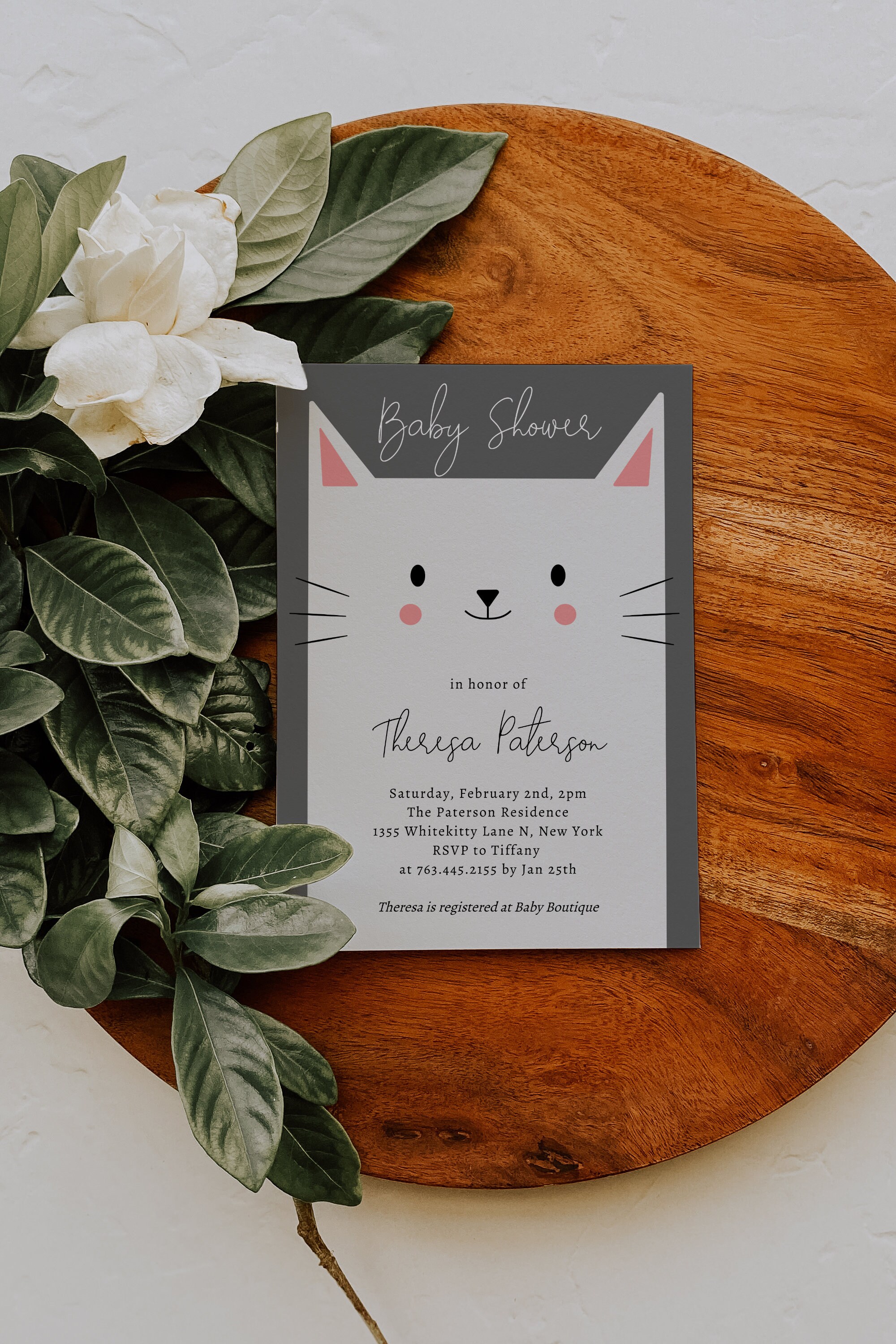 Kitty Cat Baby Shower Invitation | Kitten Baby Shower Invite | Gender ...
