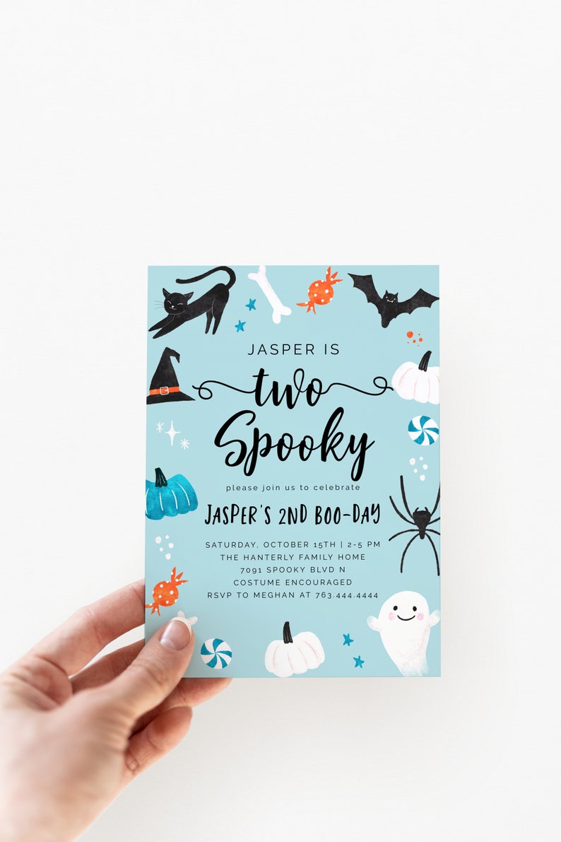Halloween Birthday Invitation Two Spooky Invite Halloween - Etsy