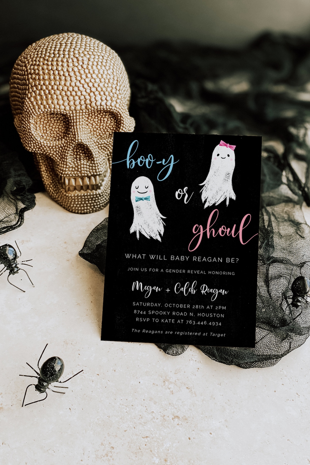 Halloween Gender Reveal Invitation | Ghost Gender Reveal Invite ...