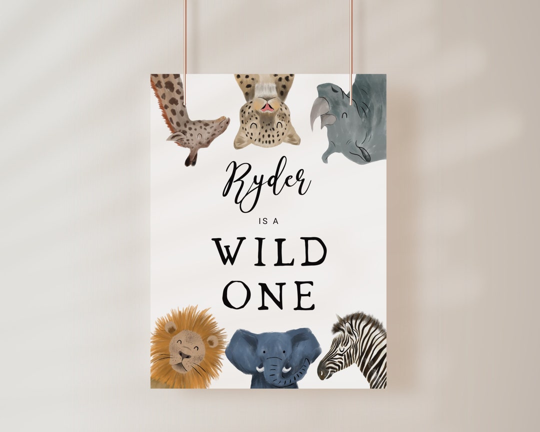 Wild One Safari Birthday Party Welcome Sign | Instant Download ...