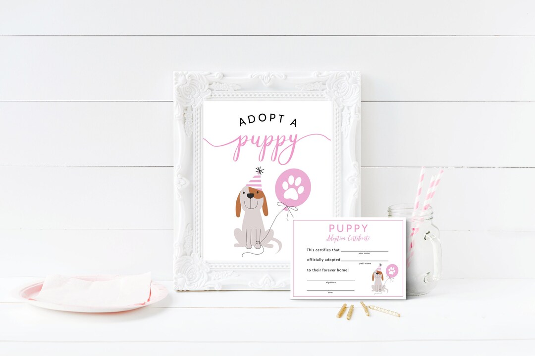 Adoption Center Sign & Certificate | Puppy Adoption Party | Adopt a Pet ...