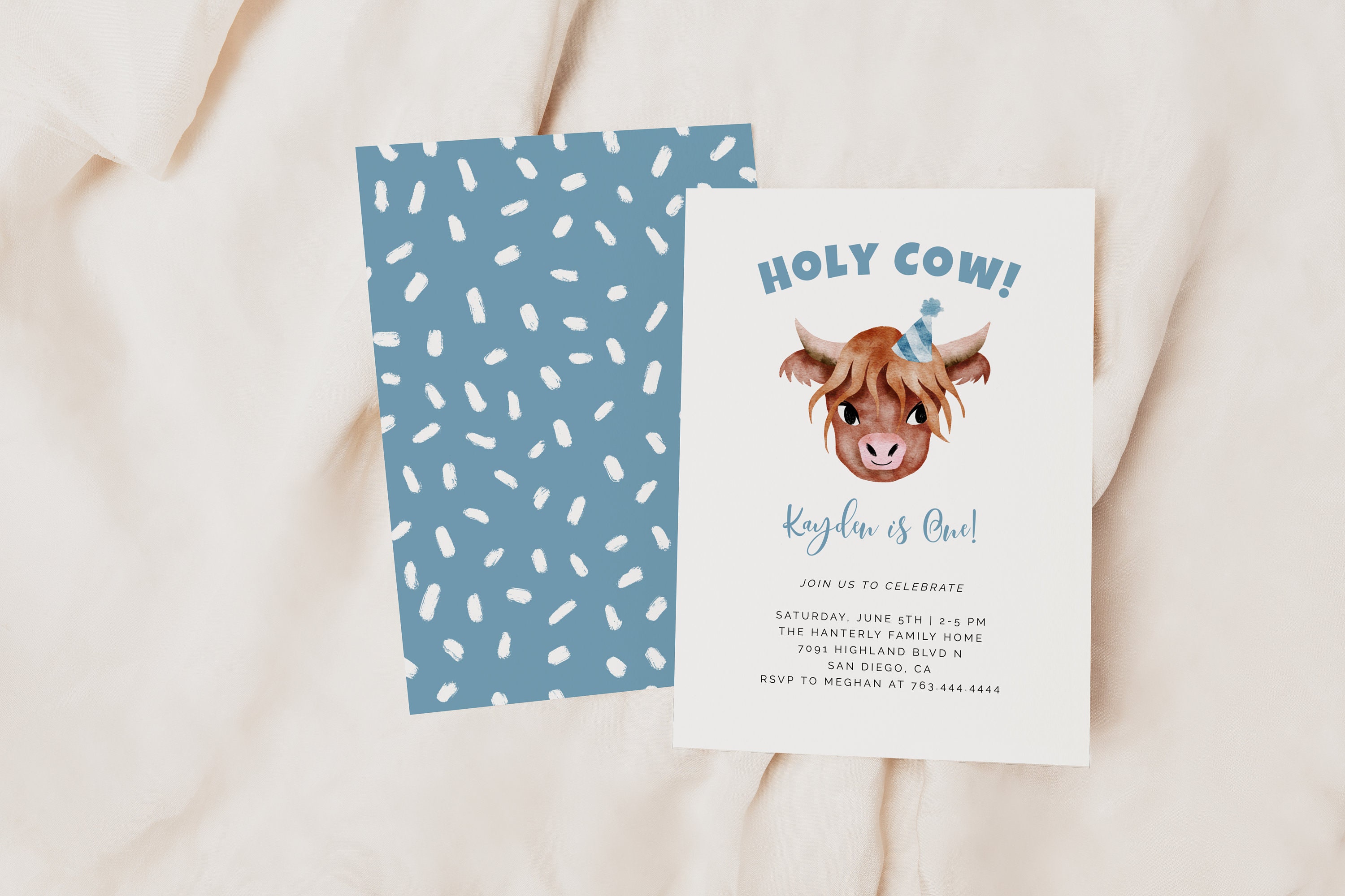 Highland Cow Birthday Invitation Holy Cow Invite Boy - Etsy