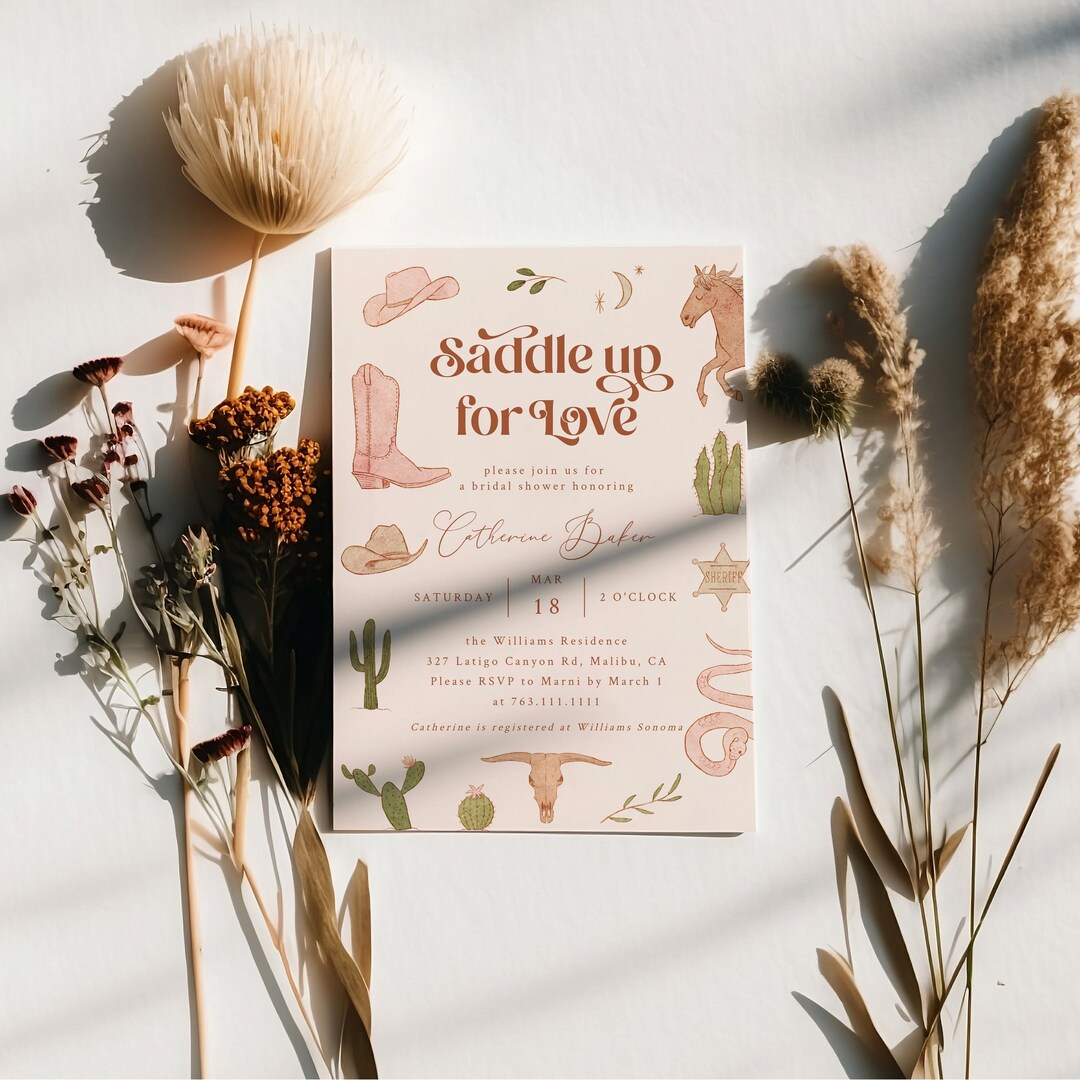 Cowgirl Bridal Shower Invitation | Saddle up Invite | Wedding Shower ...